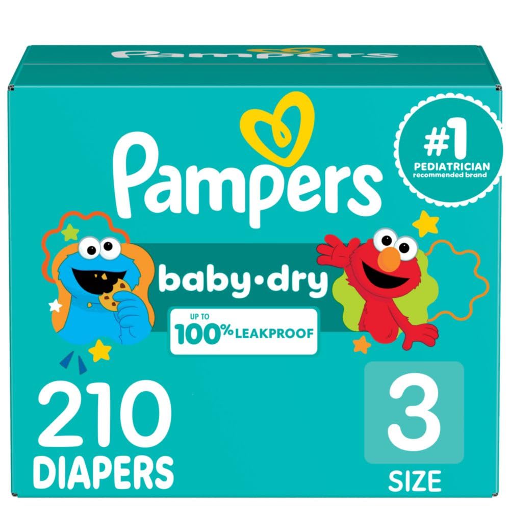 Diapers Size 3, 210 Count - Pampers Baby Dry Disposable Baby Diapers (Packaging & Prints May Vary)