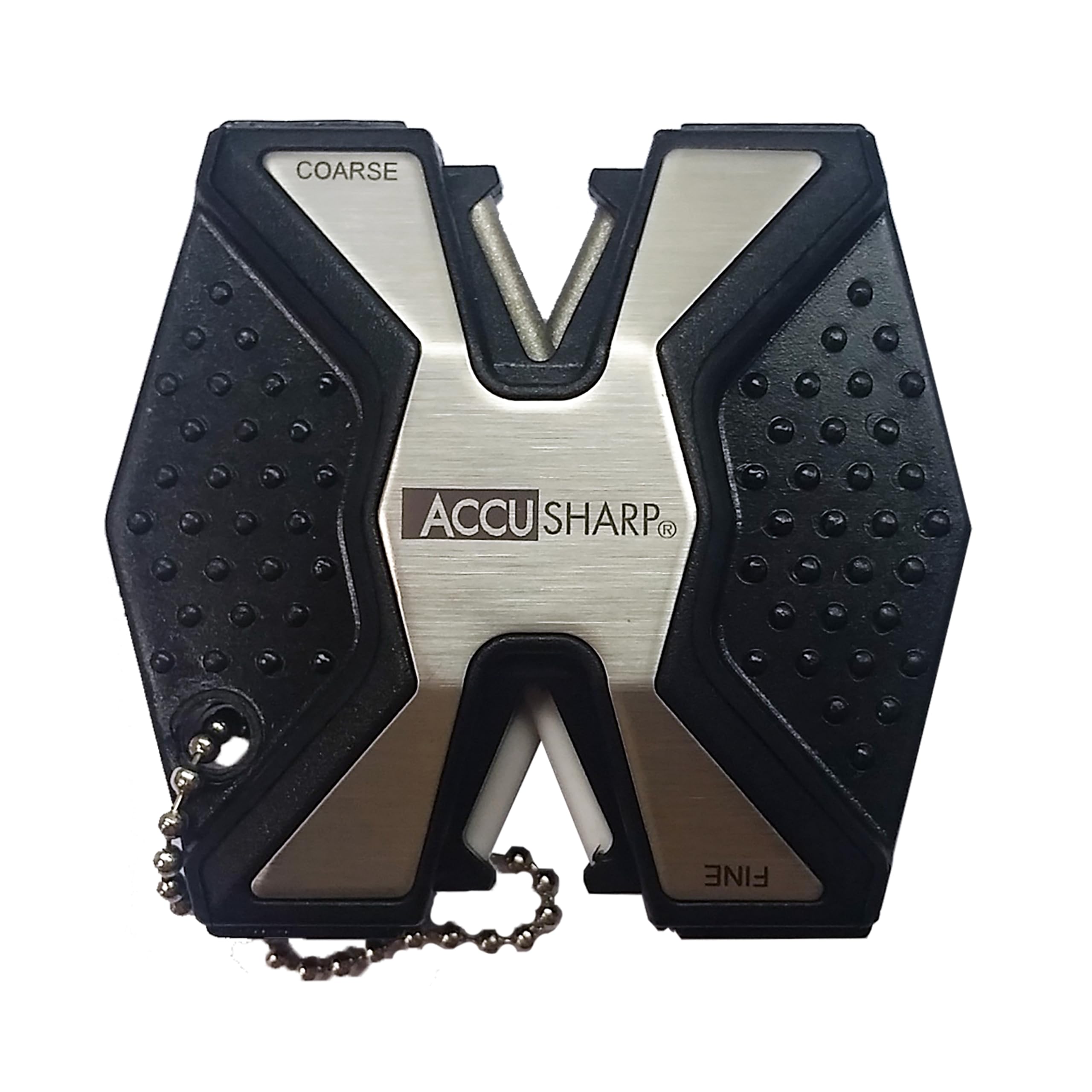 AccuSharp Diamond Pro 2-Step Knife Sharpener, Restores, Hones & Sharpens Blade’s Edge, 2-Step Coarse & Fine Rods for Kitchen Knives & All Types of Blades, Compact & Portable Knife Keychain Tool, Black