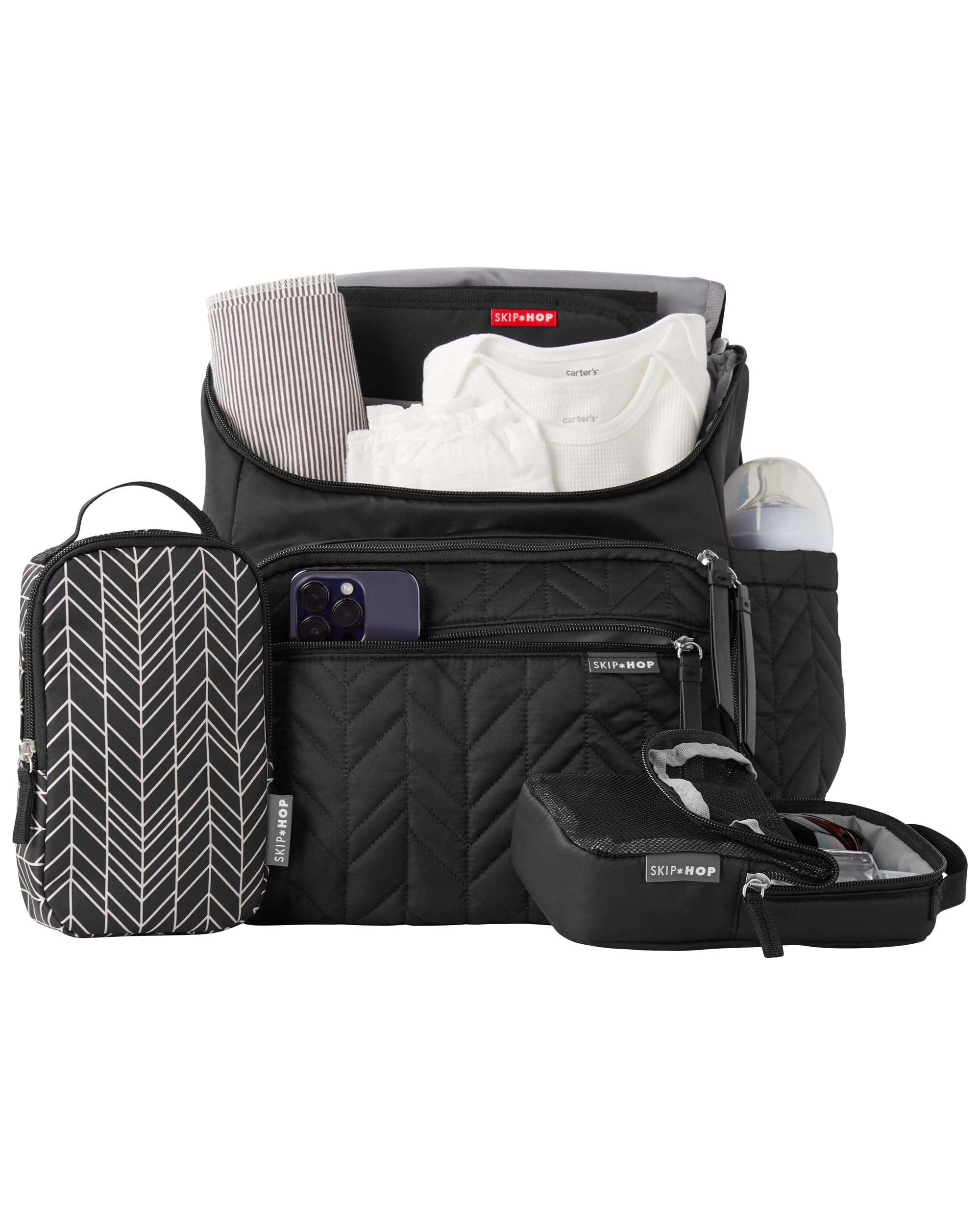 Skip Hop Diaper Bag Backpack: Forma, Multi-Function Baby Travel Bag with Changing Pad & Stroller Attachment, Jet Black