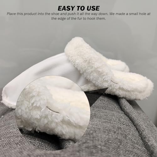 2Pairs Warm Insoles for Hole Shoes 9.1 Inch Fur Insert Lining Shoe Inner Sole Black and White Fur Insoles Soft Fleece Insert Winter Hole Shoes Liners Replacement for Women Men