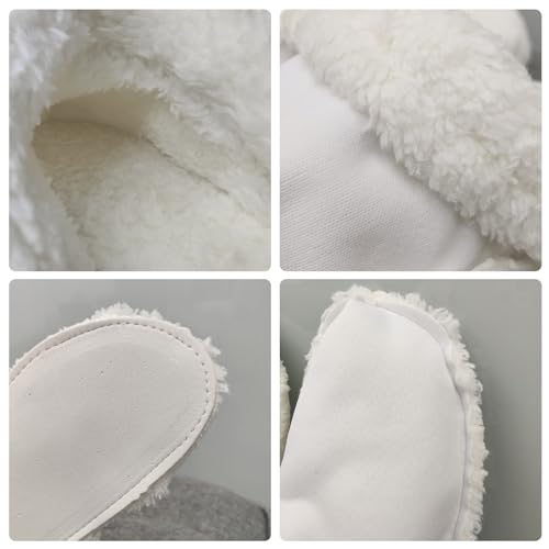 2Pairs Warm Insoles for Hole Shoes 9.1 Inch Fur Insert Lining Shoe Inner Sole Black and White Fur Insoles Soft Fleece Insert Winter Hole Shoes Liners Replacement for Women Men