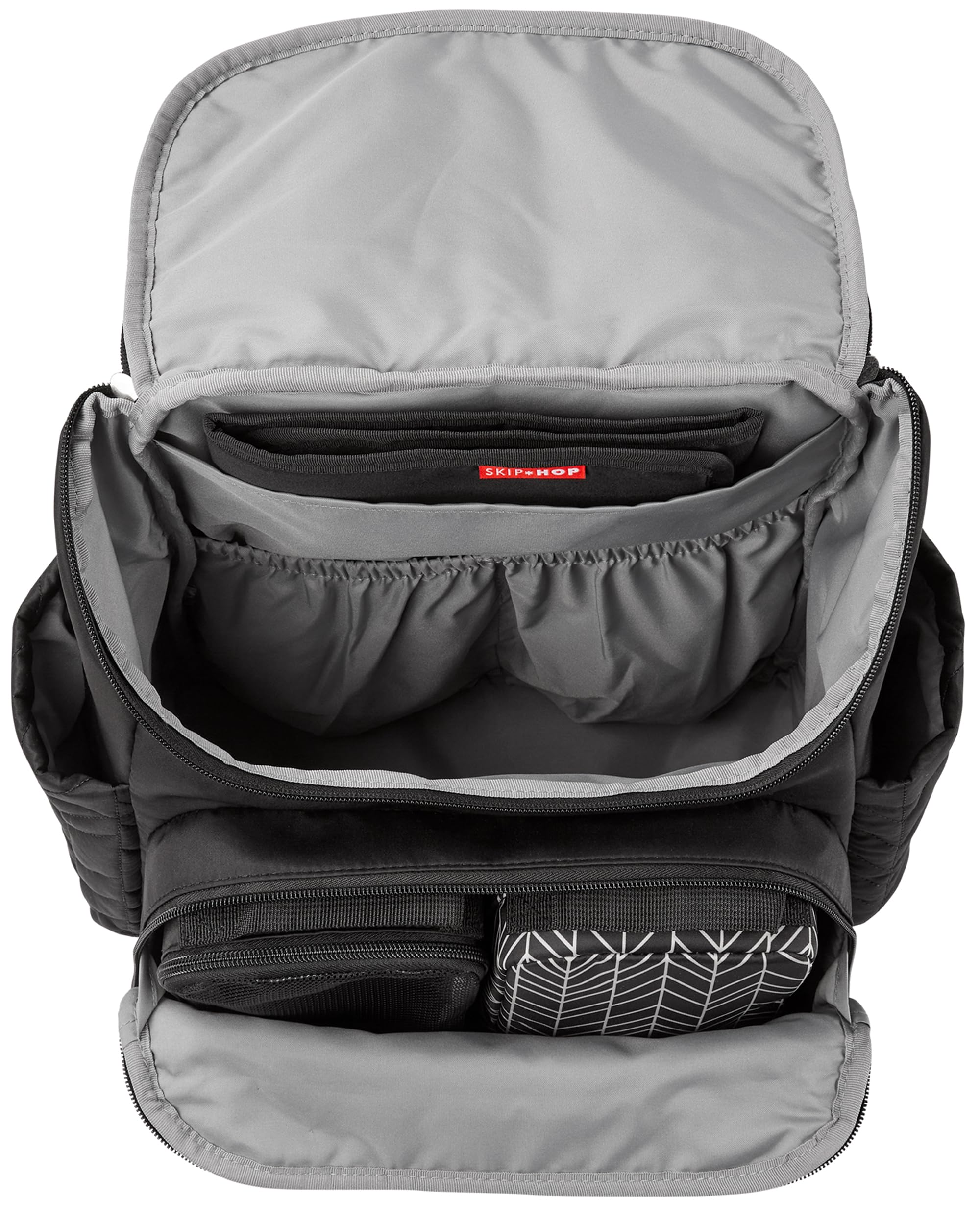 Skip Hop Diaper Bag Backpack: Forma, Multi-Function Baby Travel Bag with Changing Pad & Stroller Attachment, Jet Black