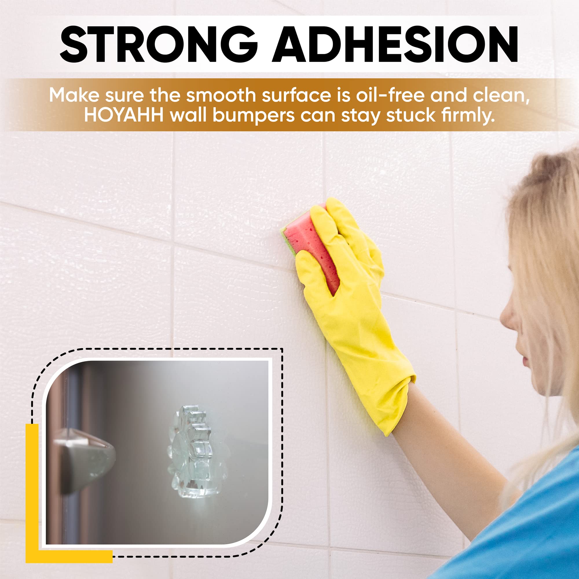HOYAHH Door Stopper Wall Protector - All New 3rd Gen Door Knob Wall Protector, Cute Clear Sunflower Design, Quiet Shock Absorbent, Soft Gel Reusable, Pack of 6 Pieces Wall Protectors from Door Knobs