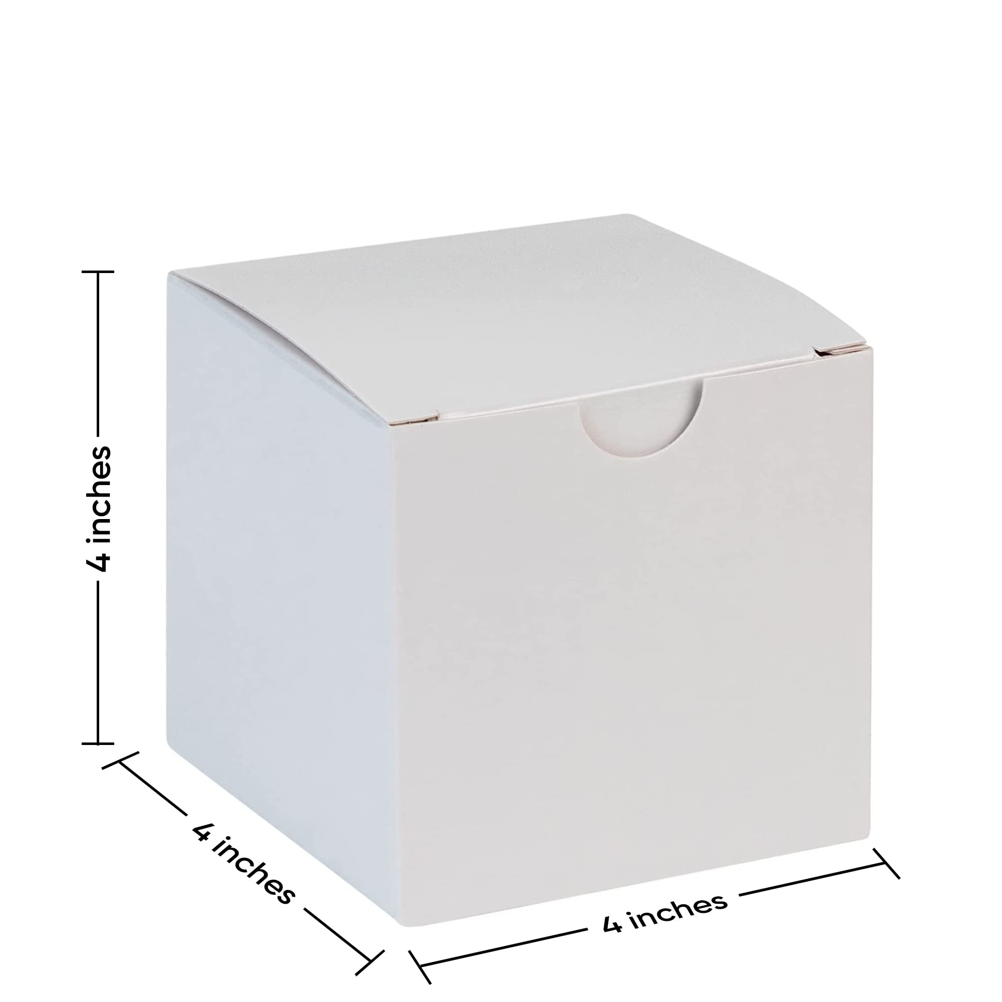 Hammont Cube White Gift Tuck Top Boxes (18 Pack) | 4x4x4” Small Paper Boxes | for Party Favors, Cupcakes, Weddings, Birthday & Christmas