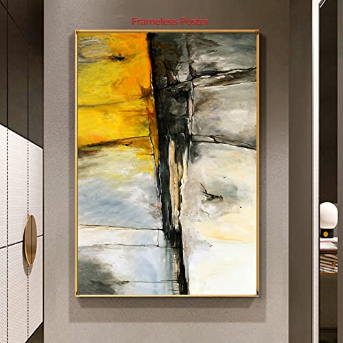 Black Yellow White Abstract Painting Abstract Canvas Paintings Wall Art Orange and Grey Abstract Wall Art Modern Abstract Prints Yellow Black Grey Orange Abstract Pictures for Wall Decor 16x24in Frameless