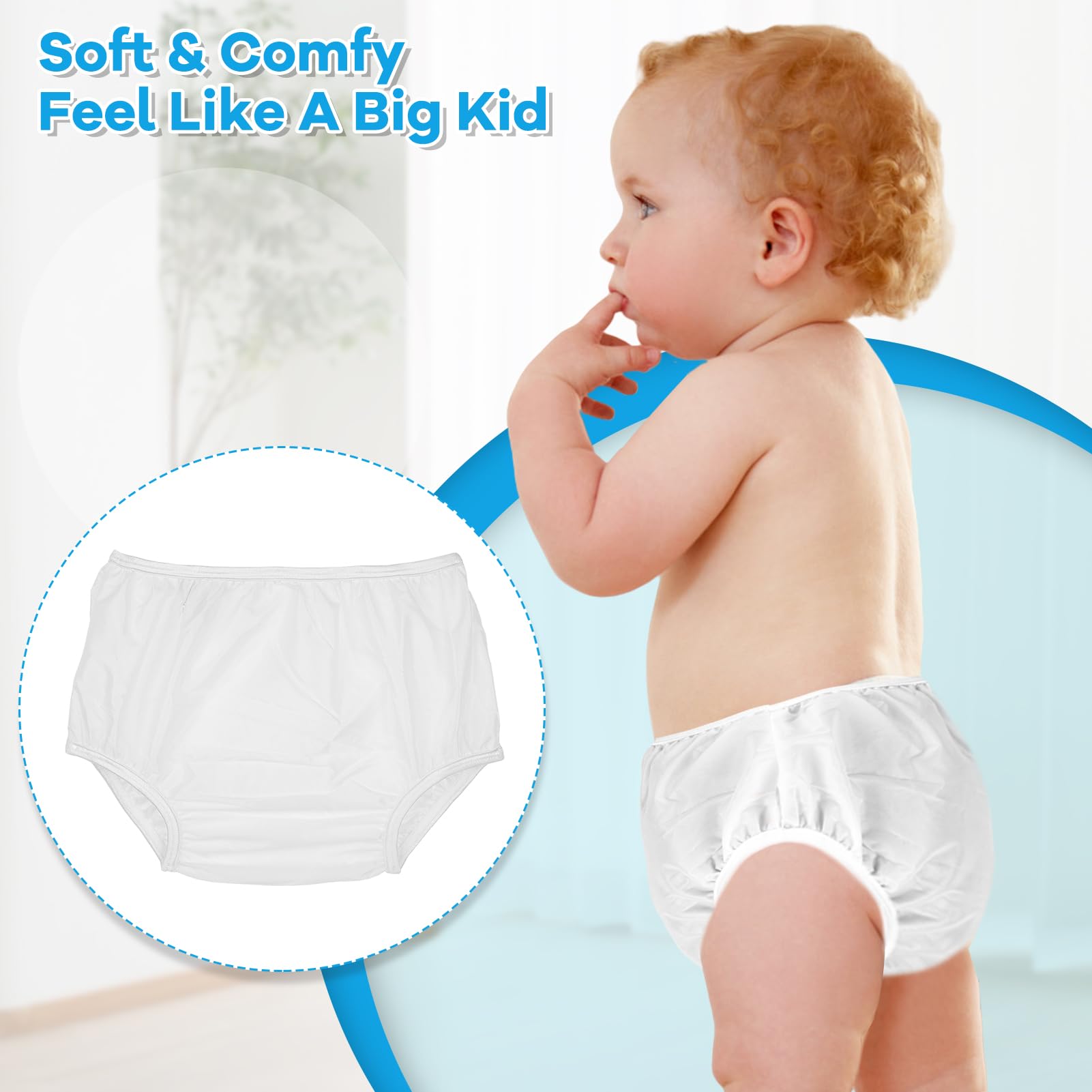 Dappi Waterproof 100% Nylon Diaper Pants, White, Small (2 Count)