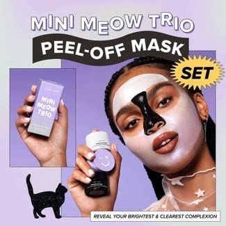 I DEW CARE Peel Off Face Mask Set - Mini Meow Trio | Travel Size, Spa day, Gift Set, Hydrating, Illuminating, Exfoliating