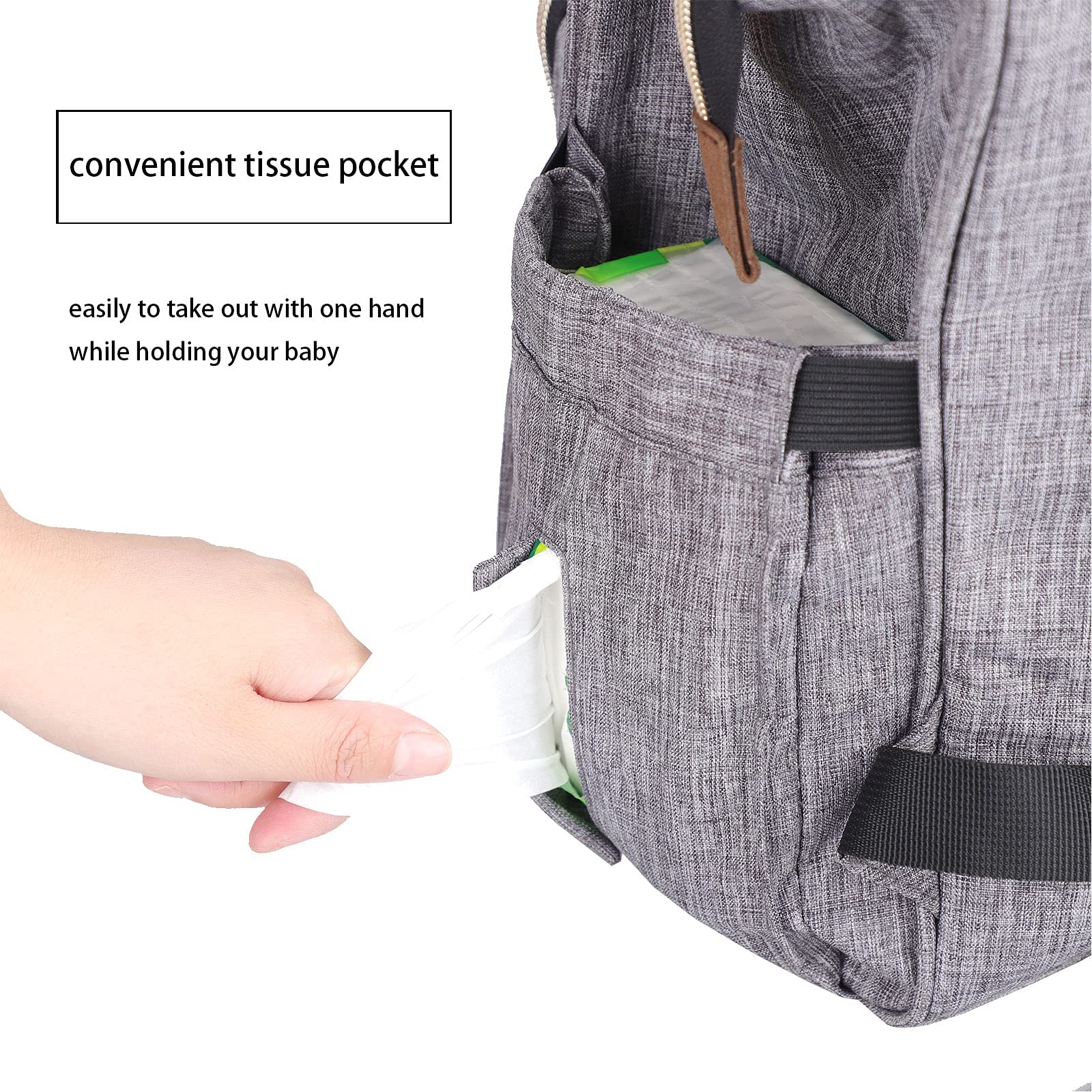 RAMHORN Diaper Bag Backpack Multifunctional Travel Back Pack Maternity Baby Changing Bags Waterproof Large Capacity For Baby Care Gray