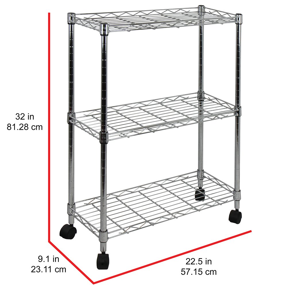 Oceanstar 3-Tier Shelving All-Purpose Utility Cart, Chrome