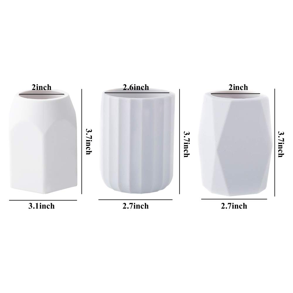 Cooyeah Silicone Pencil Holder, 3Pcs Geometric Pencil Holder Creative Design Silicone Pen Cups Desktop Stationery Organizer Pen Container for Office Home School Makeup Brush Holders 3x3.75 Pencil Cup