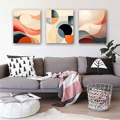 VHOMES Geometric Abstract Art Wall Art Prints for Office Home Art Wall Decoration - Set of 3 - Framed