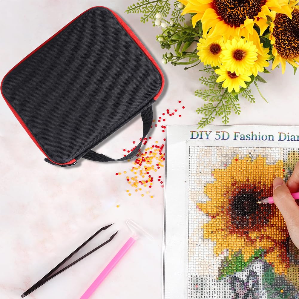 Tiiyee Storage Box, Diamond Painting Storage Containers with 30 Shockproof Slots Tools Organizer Diamond Art Storage Case Jewelry Beads Storage Box for DIY Art Crafts(red)