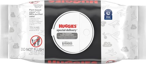 Hypoallergenic Baby Wipes, Unscented, Huggies Special Delivery Baby Diaper Wipes, Safe for Sensitive Skin, 99% Purified Water, 6 Push Button Packs (336 Wipes Total), 56 Count (Pack of 6)