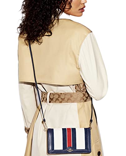 COACH Anna Foldover Clutch Crossbody Bag In Signature Jacquard With Stripes (Gold/Chalk Multi)