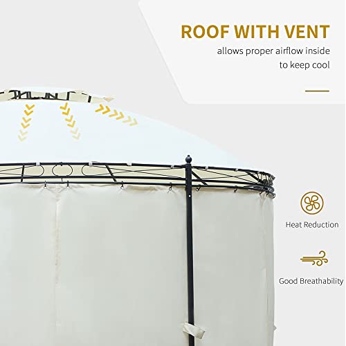 Outsunny 11.5' Patio Gazebo, Outdoor Gazebo Canopy Shelter with Curtains, Romantic Round Double Roof, Solid Steel Frame for Garden, Lawn, Backyard and Deck, Cream White