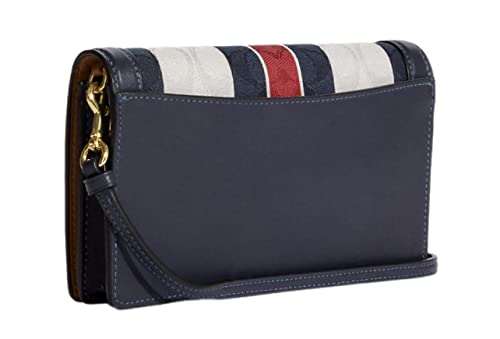 COACH Anna Foldover Clutch Crossbody Bag In Signature Jacquard With Stripes (Gold/Chalk Multi)