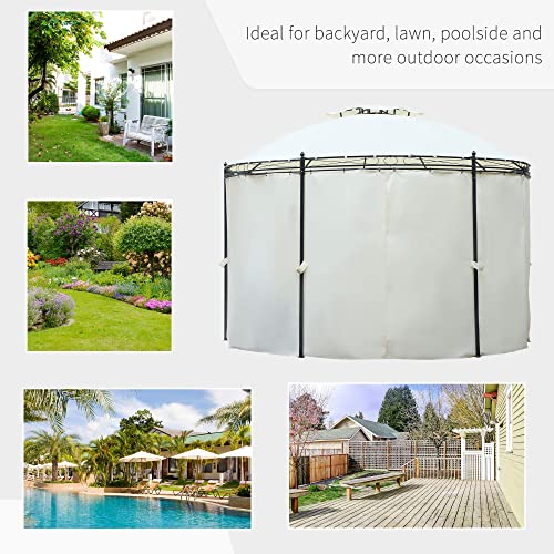 Outsunny 11.5' Patio Gazebo, Outdoor Gazebo Canopy Shelter with Curtains, Romantic Round Double Roof, Solid Steel Frame for Garden, Lawn, Backyard and Deck, Cream White