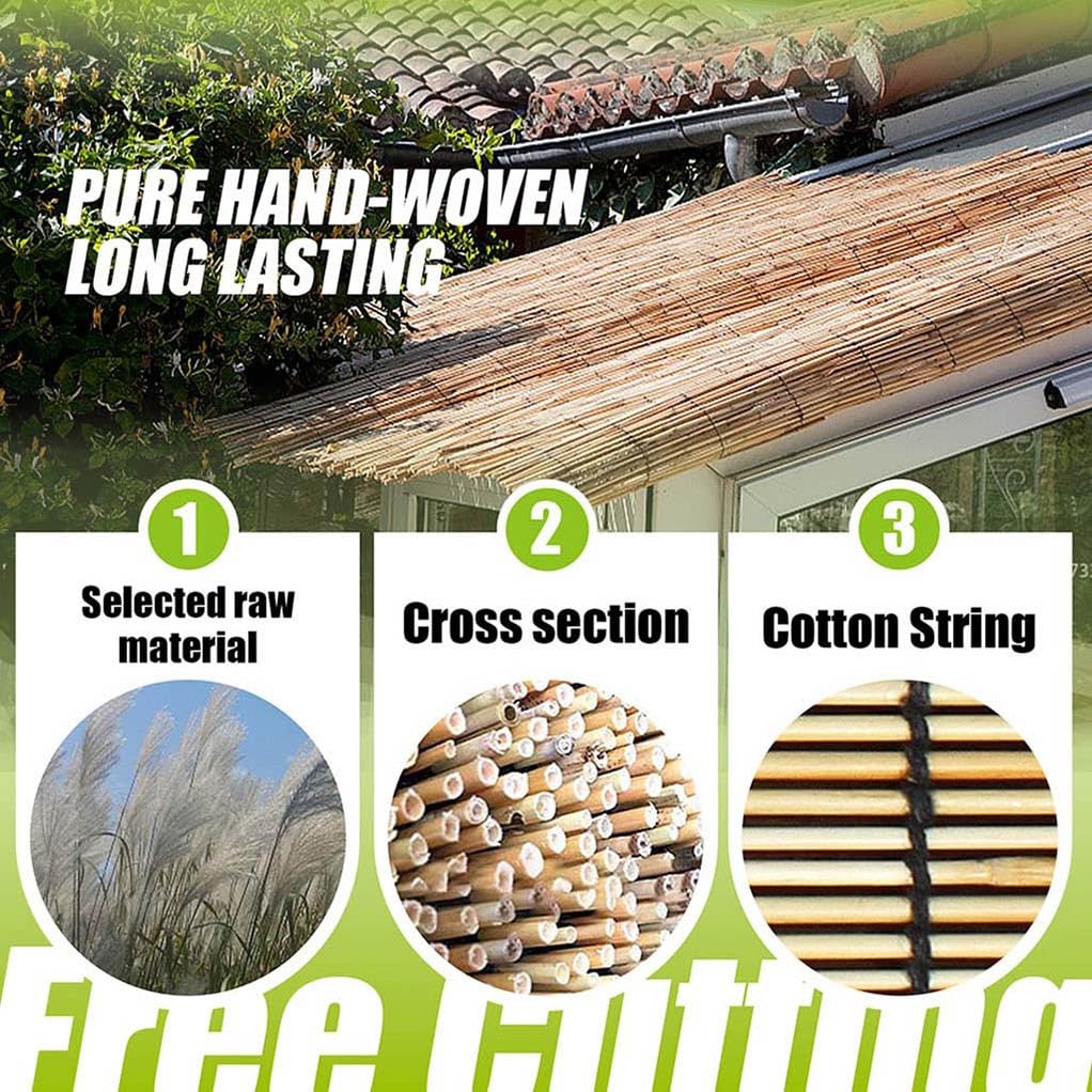 Patio Shades Roll Up Outdoor, Bamboo Blinds for Outdoor Patio, Thernal Insulated Shading Reed Blinds, Blackout Bamboo Shade, Privacy Screen, Cordless, 24″ 30″ 34″ 36″ 39″ 43″ 48″ 51″ 55″ 70″ Width