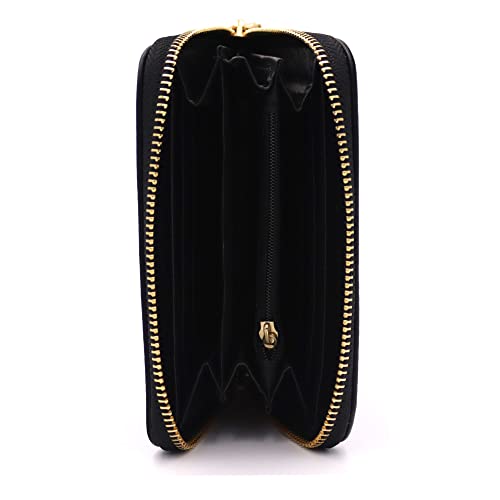 LOVESOME Womens Small Zip Around Wristlet Wallet(Black)