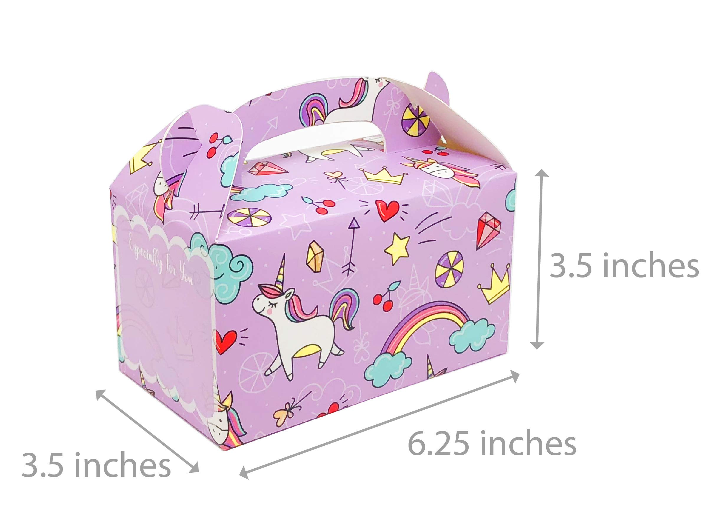 MintieJamie Handle Cardboard Treat Boxes 6.25 X 3.5 X 3.5 Inches, Pack of 12pcs Pastel Color Cute Birthday Boxes, Party Favor Gifting Gable Boxes