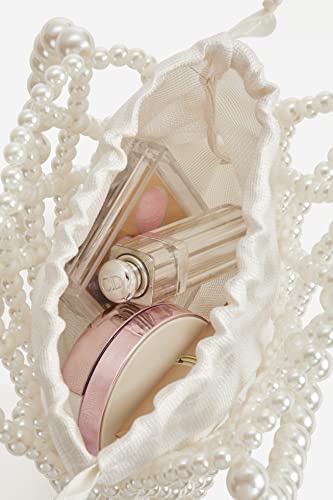 BABEYOND Women Pearl Clutch Purse - Bucket Beaded Bridal Evening Bag Formal Reticulated Bag with Inner Bag for Party Wedding