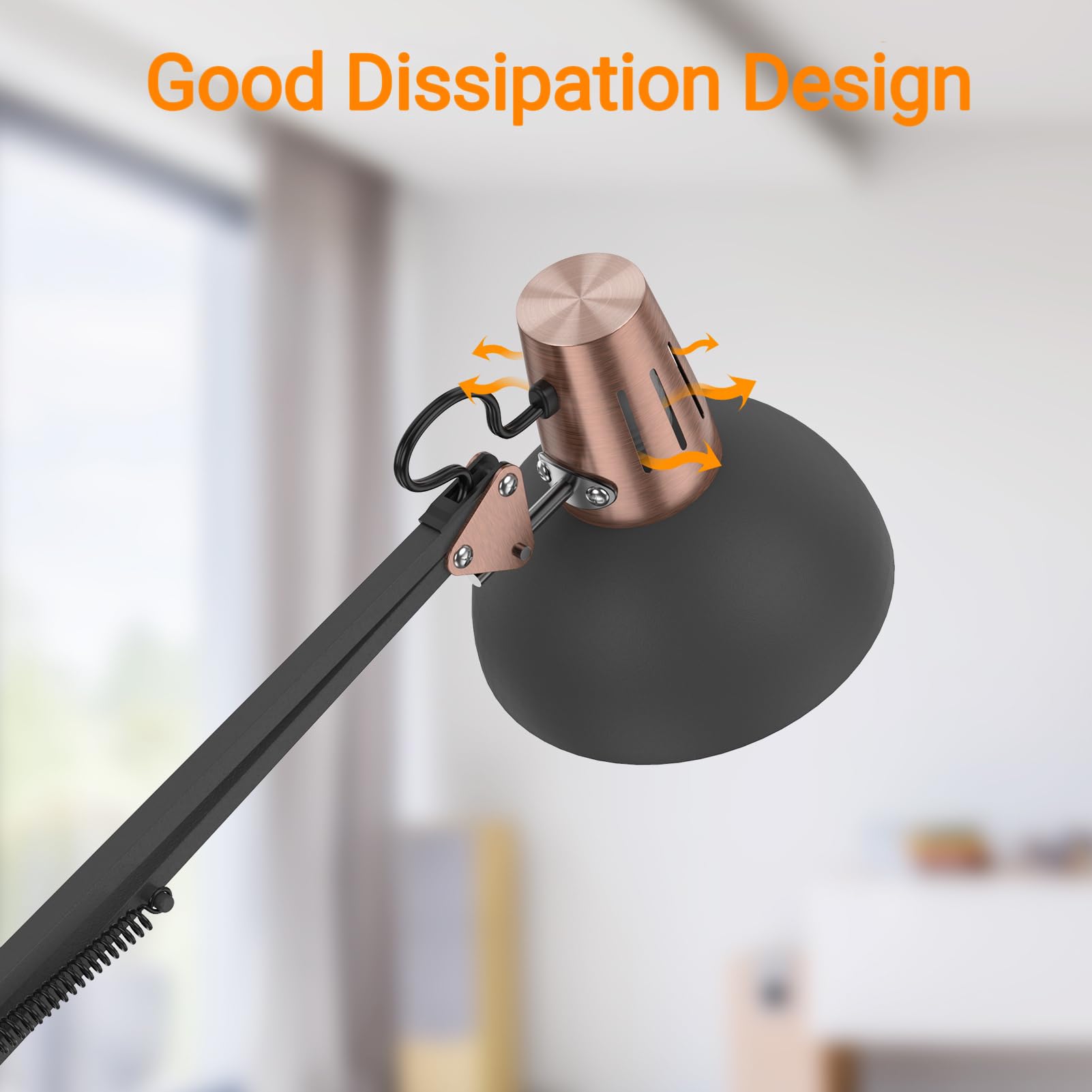 LEPOWER Metal Floor Lamp, Adjustable Architect Swing Arm Standing Lamp with Heavy Duty Base, Eye-Caring Reading/Drawing Lamp with On/Off Switch for Living Room, Bedroom, Study Room, Office