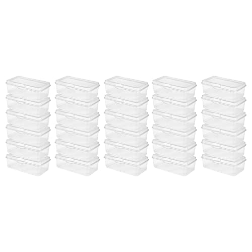 Sterilite Clear FlipTop Plastic Stacking Storage Container Tote with Latching Lid for Home Organization in Closets, Playroom, or Craft Rooms, 30 Pack