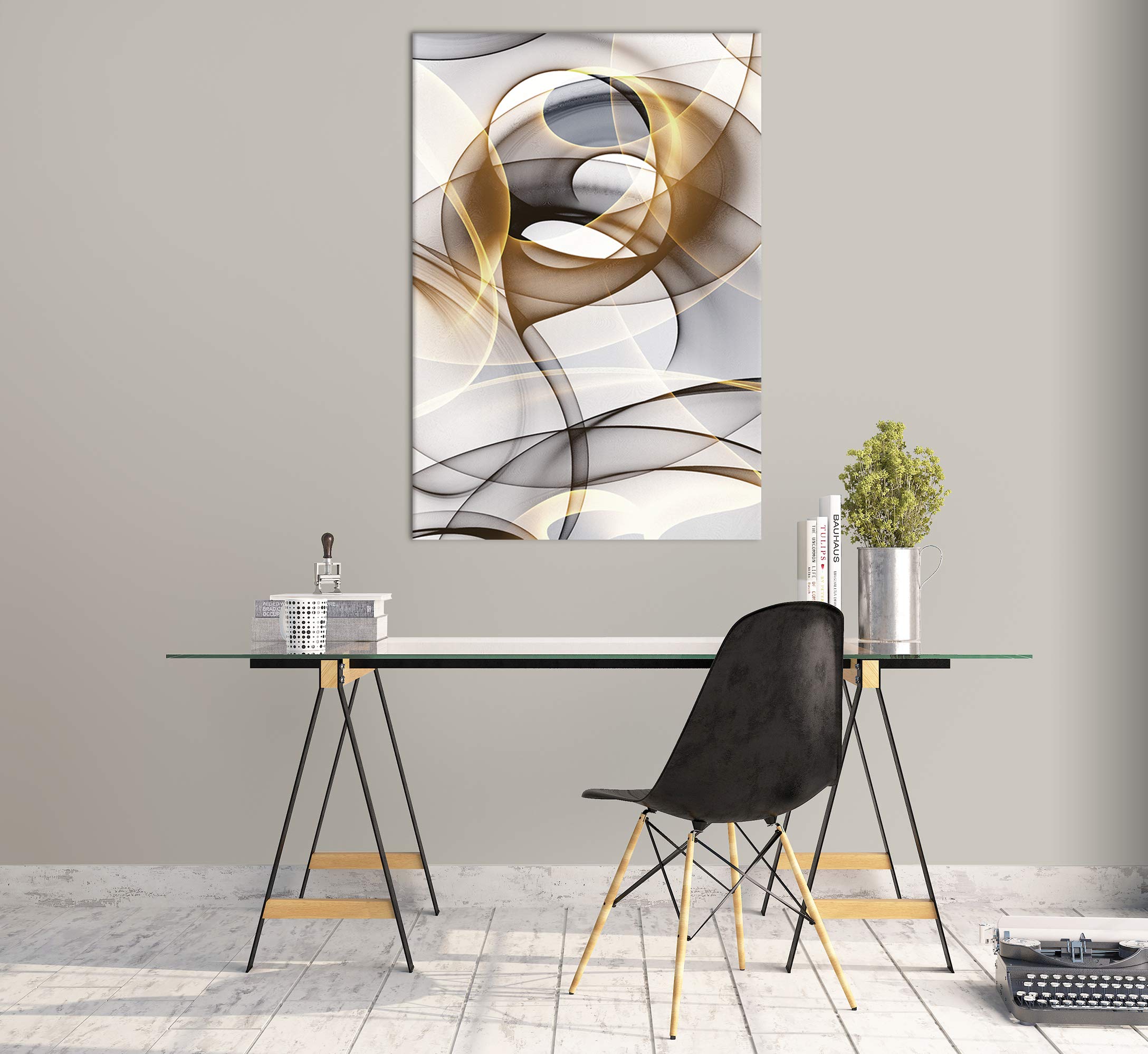 Abstract Wall Art Modern Abstract Wall Decor Gray And Gold Canvas Picture Painting Kitchen Prints Pictures for Home Living Dining Room