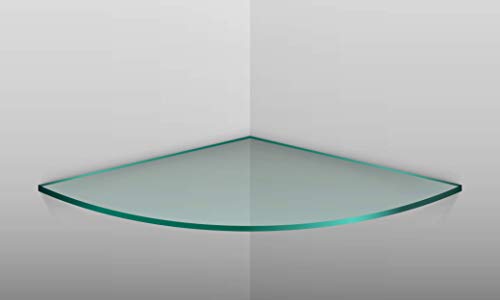 Pro Safe Glass 16" X 16" Quarter Circle Clear Tempered Floating Glass Corner Shelf - Glass Only