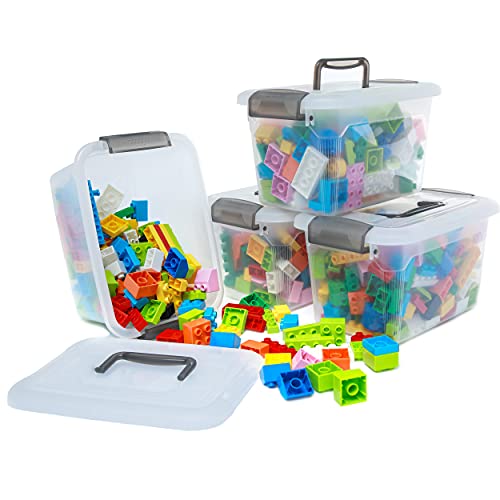 Citylife 20 Packs 0.18 QT Plastic Bead Organizers for Craft & 4 Packs 5.3 QT Storage Bins with Lids with Grey Handle Stackable Storage Containers for Organizing