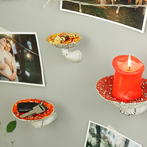 Kunyeah Mushroom Hanging Shelf,Wall Floating Shelf Mushroom Shaped Resin Hanging Ornaments Home Decor Wall Storage Shelves for Bedroom, Living Room, Bathroom (Small)