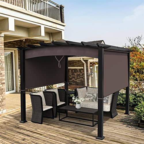 ADUH Patiojoy 10 X 10ft Patio Pergola Gazebo Sun Shade Shelter W/Retractable Canopy