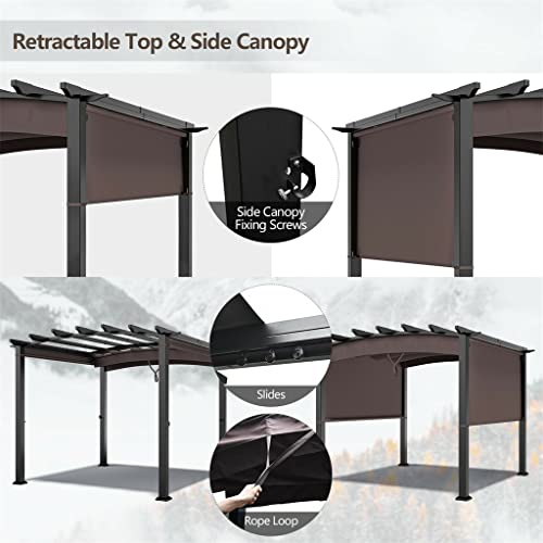 ADUH Patiojoy 10 X 10ft Patio Pergola Gazebo Sun Shade Shelter W/Retractable Canopy