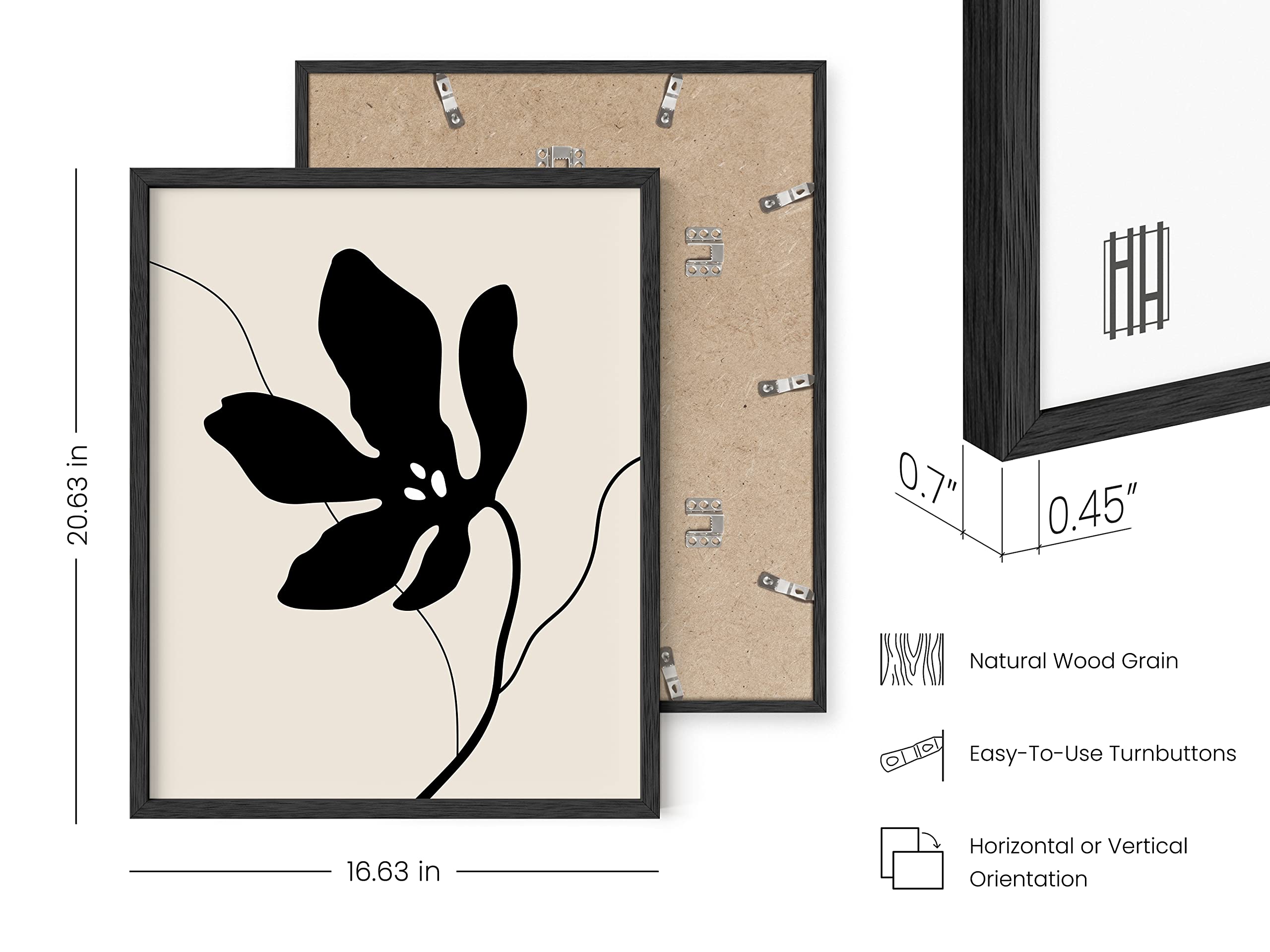 HAUS AND HUES Abstract Art Wall Decor - Set of 6 Modern Art Gallery Wall Decor, Abstract Minimalist Wall Art, Mid-Century Modern Wall Decor, Modern Art Wall Decor, Neutral Art (Black Frame, 16x20)