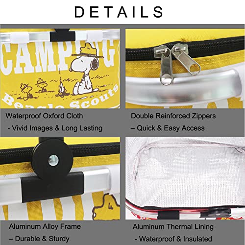 Finex Black Snoopy Picnic Set - Foldable Picnic Basket + Reusable Blanket Mat for Camping Hiking Outdoor Concert Theme Park Travel Day Trip