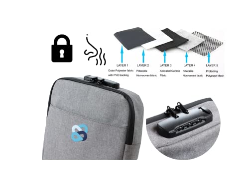 SOLIT Smell Proof Bag with Combination Lock | Activated Carbon Lining | Odor Proof Material | Crossbody Sling Bag | Waterproof Shell | Medicine Bag | Advanced SBS Zipper