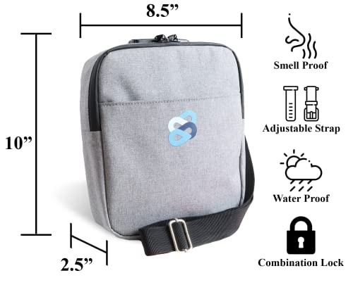 SOLIT Smell Proof Bag with Combination Lock | Activated Carbon Lining | Odor Proof Material | Crossbody Sling Bag | Waterproof Shell | Medicine Bag | Advanced SBS Zipper