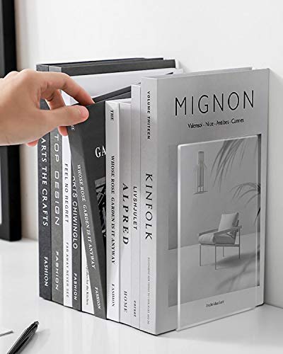 MSDADA Book Ends Clear Acrylic Bookends for Shelves, Book Ends for Home Office Library Decorative, Heavy Duty Book Ends, Book Stopper for Books, Movies, Magazines, Video Games, CDs (8pair/16pcs)