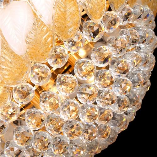 Modern Suspension Lamp for Living Room,Traditional Crystal Candle Cascade Chandeliers with Golden Finish,Rain Drop Chandelier Luxury 14/20 Light Ceiling Light Fixture (Color : 31.5in)