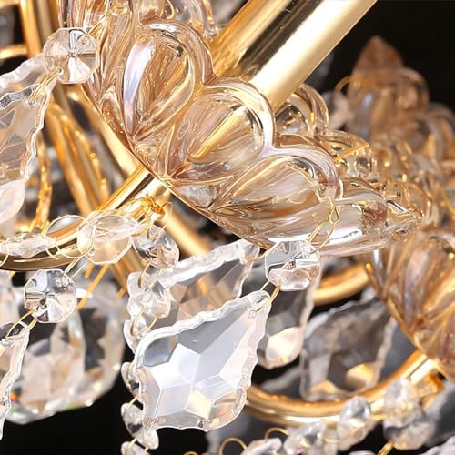 Modern Suspension Lamp for Living Room,Traditional Crystal Candle Cascade Chandeliers with Golden Finish,Rain Drop Chandelier Luxury 14/20 Light Ceiling Light Fixture (Color : 31.5in)