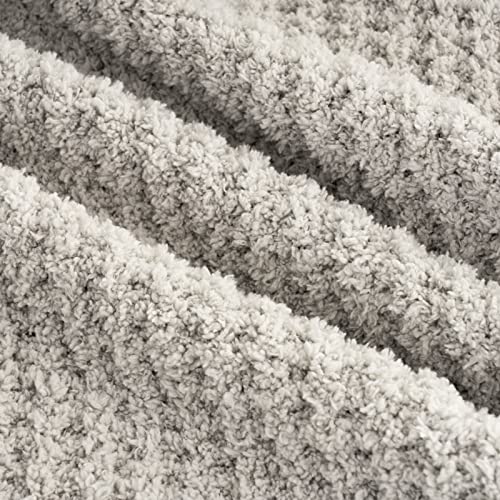 RECYCO Super Soft Throw Blankets for Bed, Warm Cozy Knit Blanket Lightweight Fluffy Throw Blanket for Couch Sofa Chair Living Room, Light Grey, 60x80 Inches, Laundry Bag Included