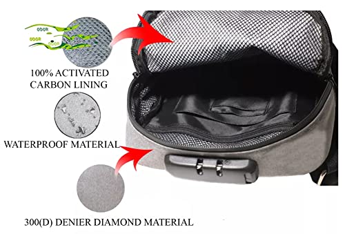 SOLIT Smell Proof Bag with Combination Lock | Activated Carbon Lining | Odor Proof Material | Crossbody Sling Bag | Waterproof Shell | Medicine Bag | Advanced SBS Zipper