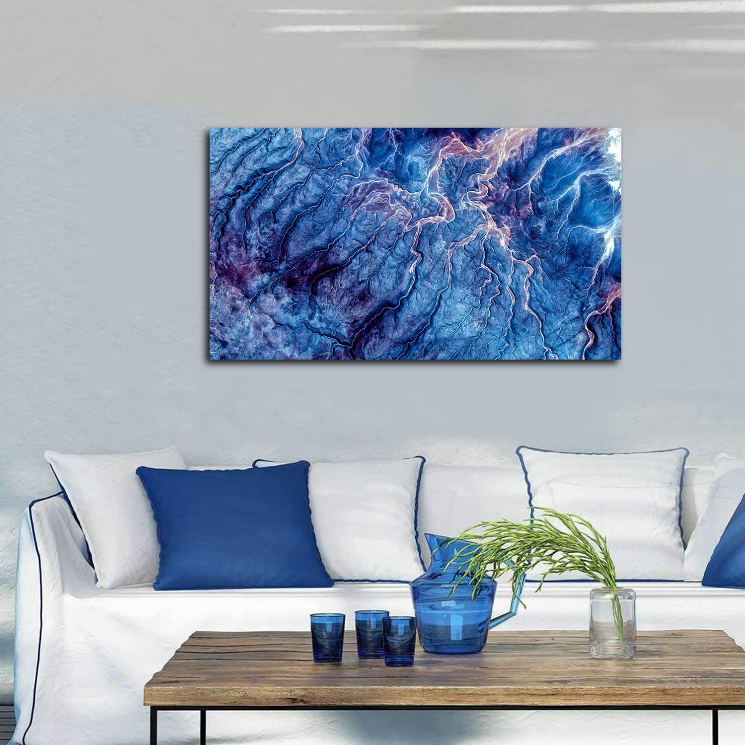 BOHU ARTS Modern Abstract Canvas Wall Art Abstract Surface Framed Painting Wall Decor for Bedroom Livingroom Office Ready to Hang