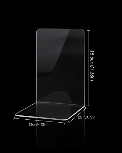 MSDADA Book Ends Clear Acrylic Bookends for Shelves, Book Ends for Home Office Library Decorative, Heavy Duty Book Ends, Book Stopper for Books, Movies, Magazines, Video Games, CDs (8pair/16pcs)