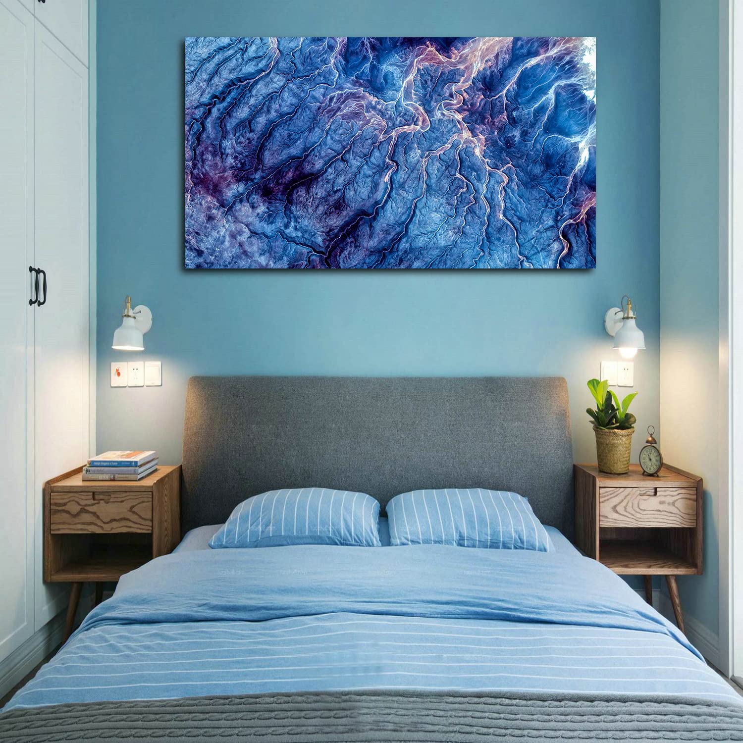BOHU ARTS Modern Abstract Canvas Wall Art Abstract Surface Framed Painting Wall Decor for Bedroom Livingroom Office Ready to Hang
