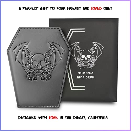 Lazy Skull Coffin Wallet β Spooky Gothic Wallet β Slim Skull Wallet for Women and Men β Witchy Goth accessory