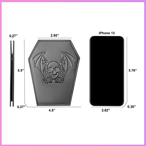 Lazy Skull Coffin Wallet β Spooky Gothic Wallet β Slim Skull Wallet for Women and Men β Witchy Goth accessory