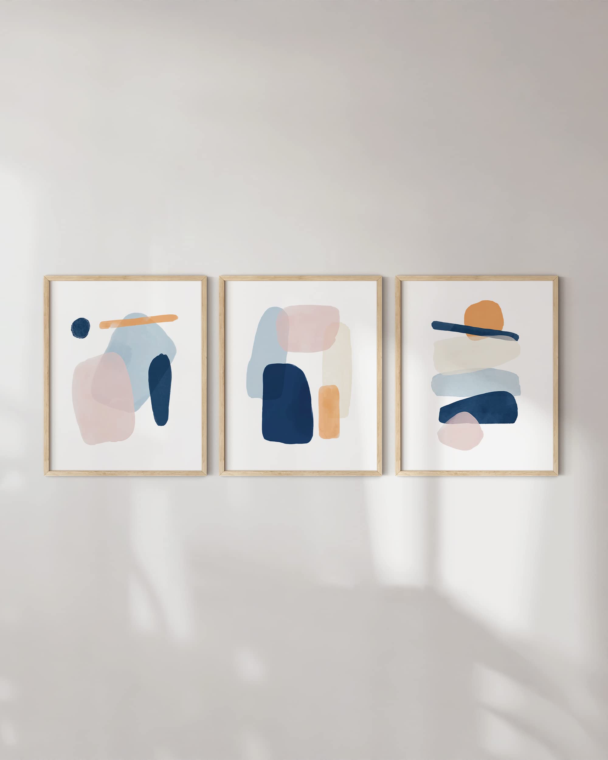HAUS AND HUES Abstract Painting - Set of 3 Modern Abstract Wall Art, Boho Art Wall Decor, Abstract Artwork, Neutral Wall Art, Abstract Art, Minimalist Wall Art, Abstract Decor (Framed Black 12x16)