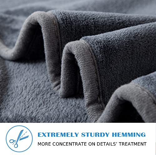 OBOEY Fleece Blanket 350GSM Bed Throw Blankets, Lightweight Microfiber Anti-Static Blanket- 50x60 inches Dark Grey