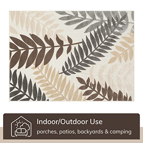 Well Woven Mariah Ivory Oriental Medallion Indoor/Outdoor High-Low Pile Area Rug 5'3" x 7'3"